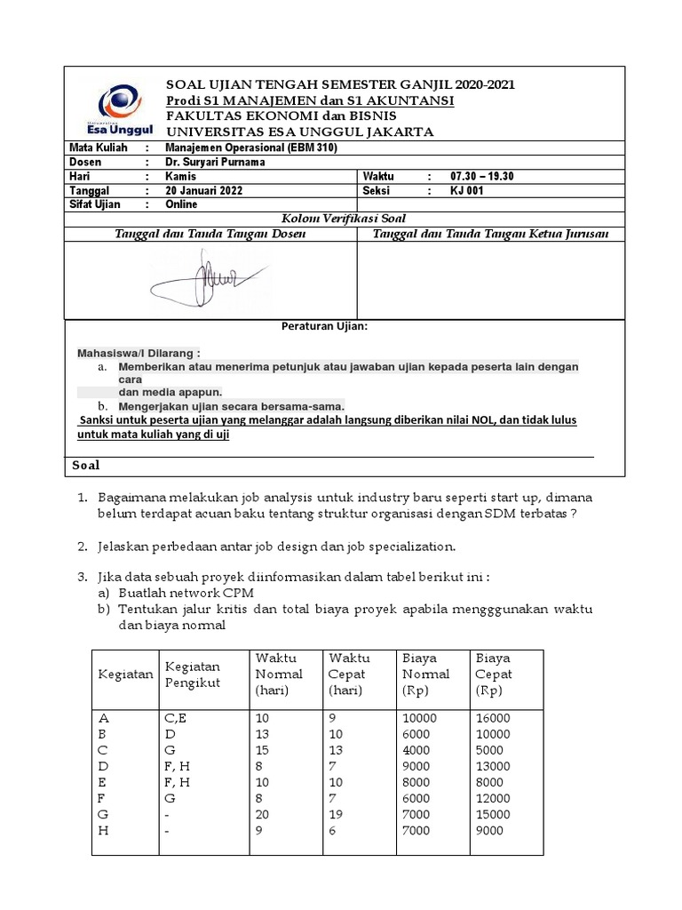 Soal UAS MO 20 Jan 22 | PDF