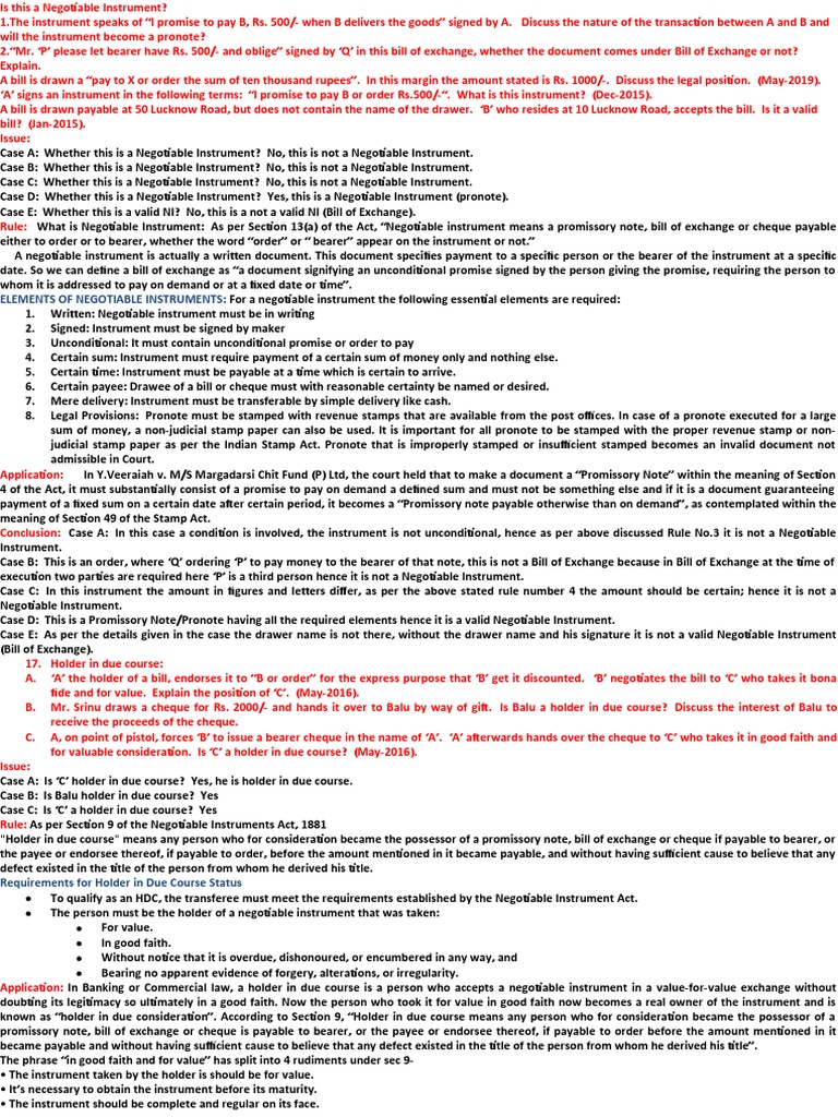 Negotiable Instrument-Case | Download Free PDF | Negotiable Instrument | Cheque