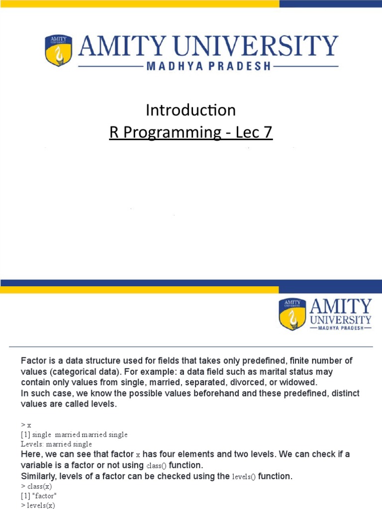 R Programming - Lec 7 | PDF | Array Data Structure | Function (Mathematics)