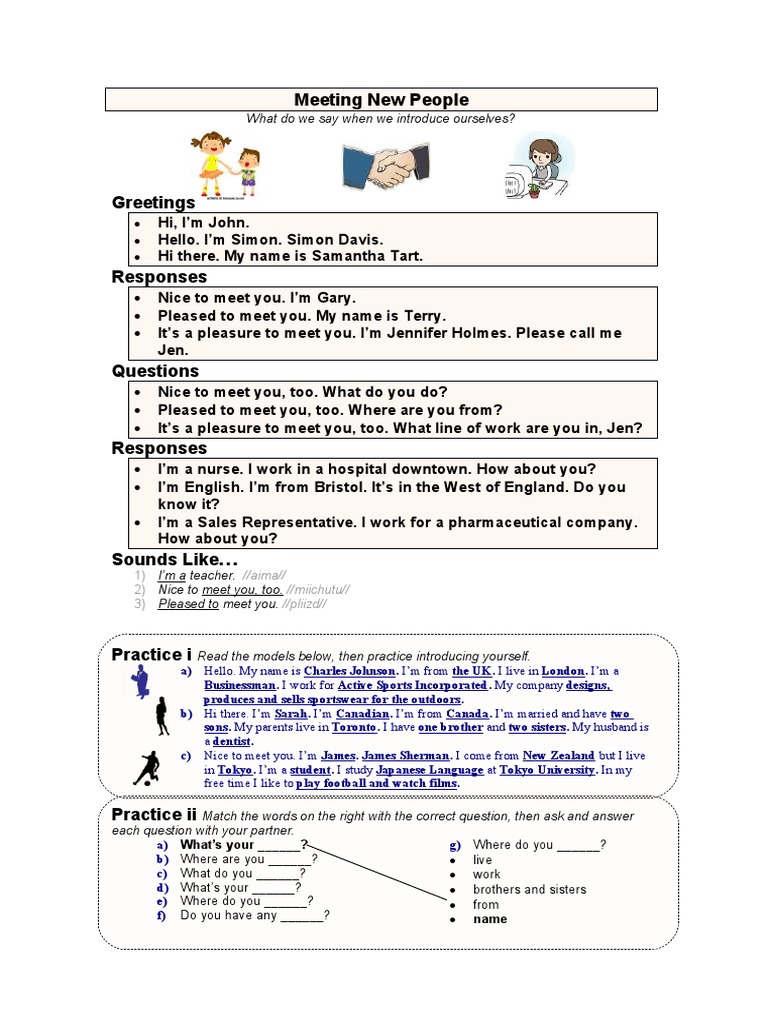 Meeting New People Fun Activities Games Oneonone Activities 1678 | PDF