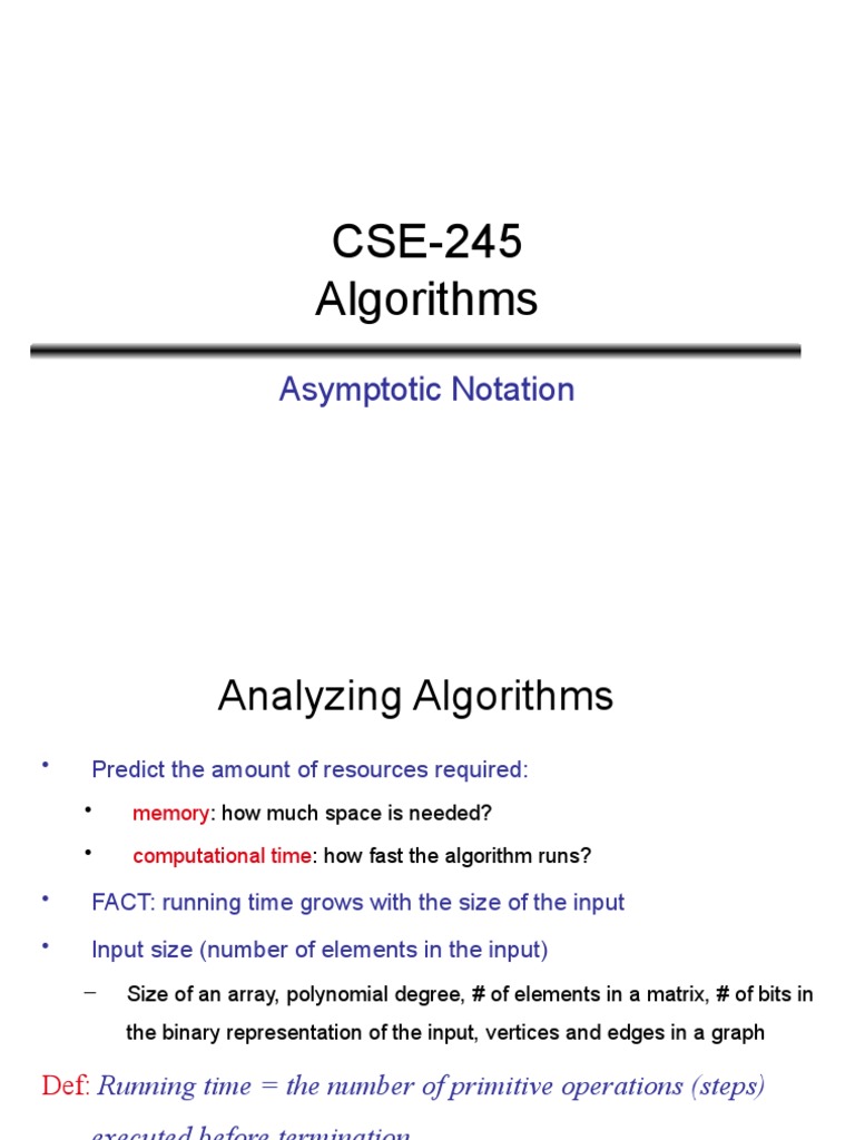 Cse 245 Algorithms Asymptotic Notation Pdf Time Complexity Computational Complexity Theory 3874