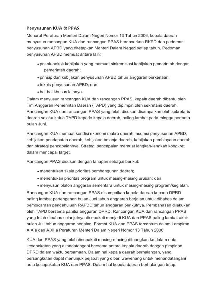 Penyusunan KUA PPAS | PDF
