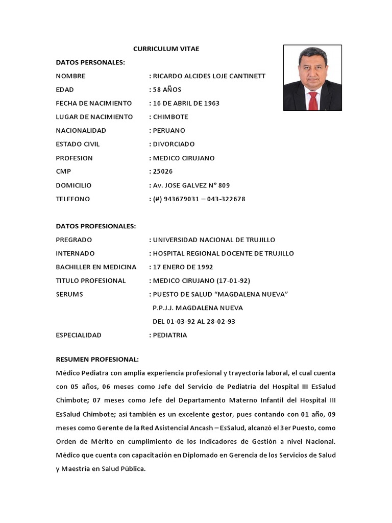 Curriculum - Ricardo 2021 | PDF | Perú | Hospital
