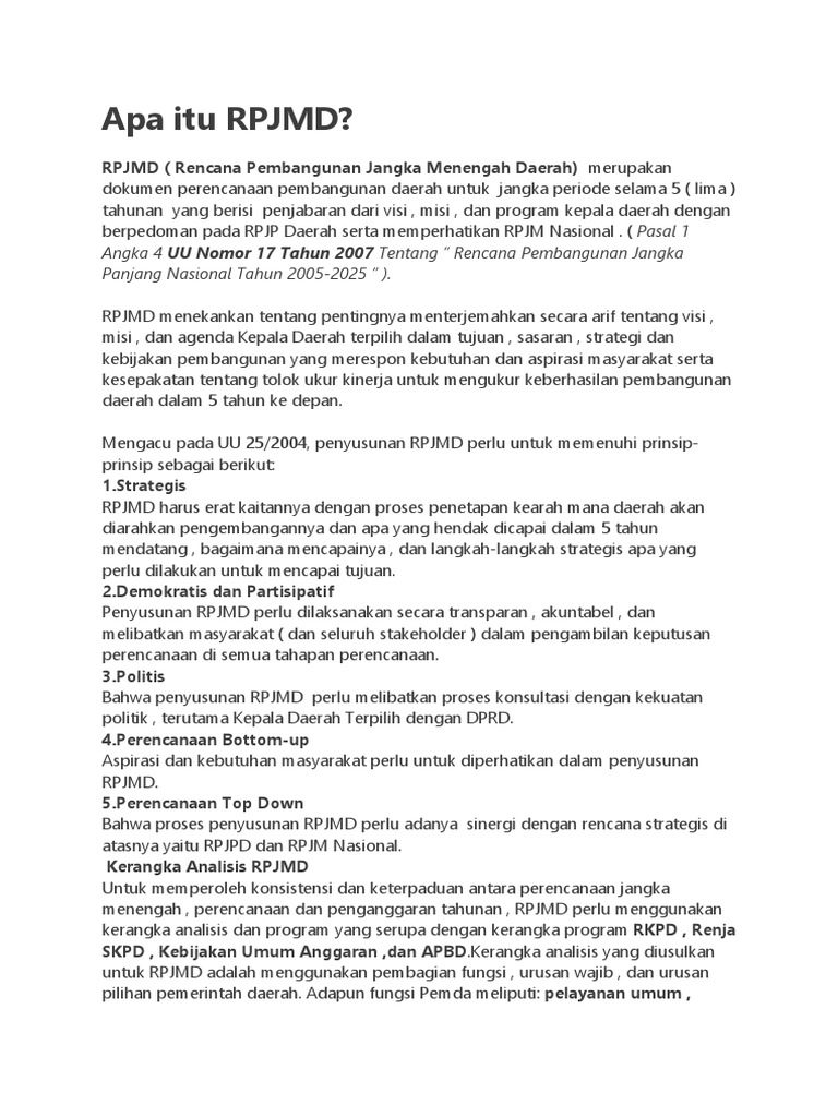 Apa Itu RPJMD | PDF | Bisnis