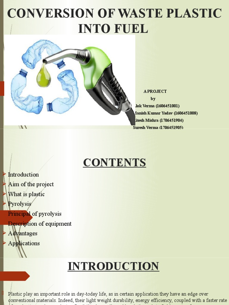 Plastic Waste to Fuel Conversion Project | PDF | Plastic | Pyrolysis