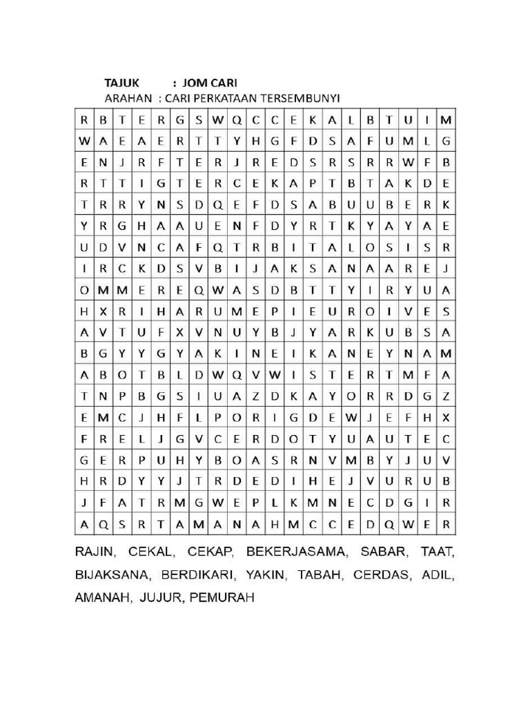 Perkataan Tersembunyi Latihan | PDF