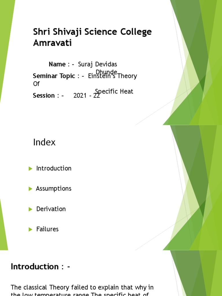 Einstein's Theory of Specific Heat | PDF