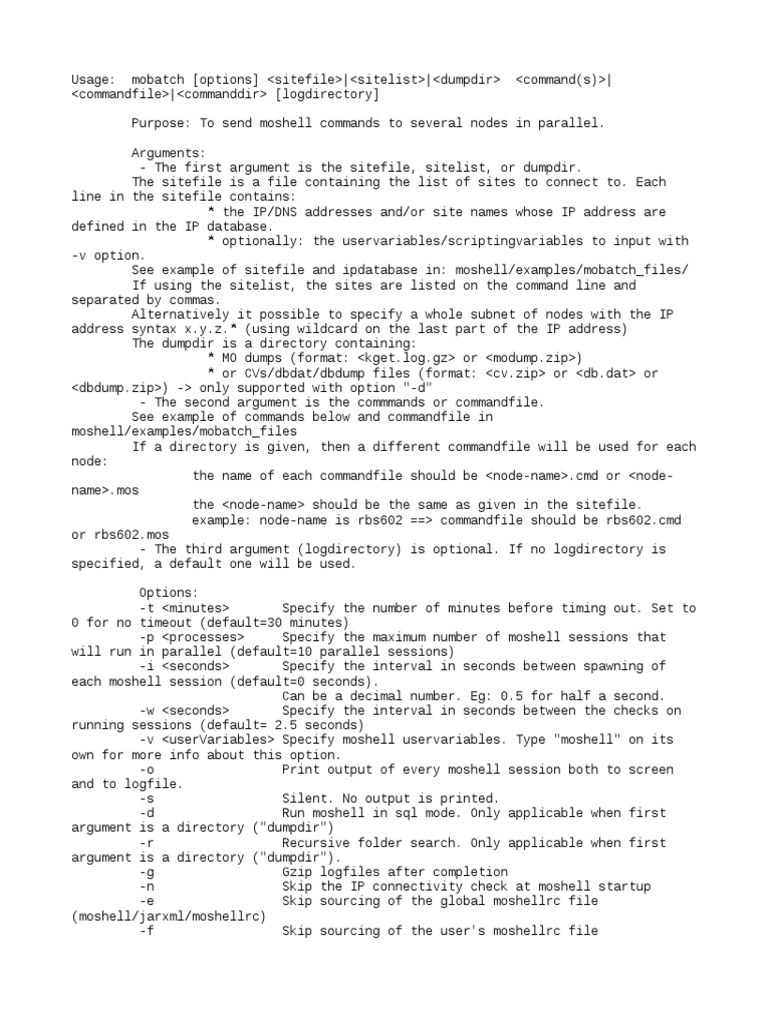 Help Mobatch | PDF | Computer File | Command Line Interface