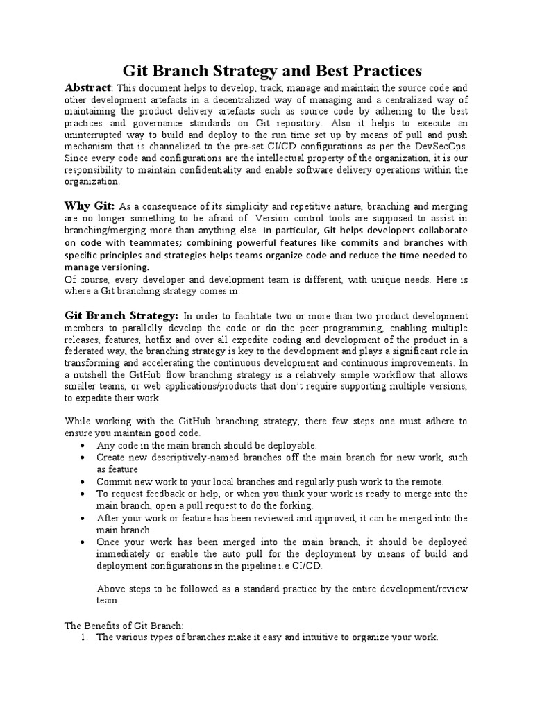 Git Branch Strategy and Best Practices | PDF | Computing | Software