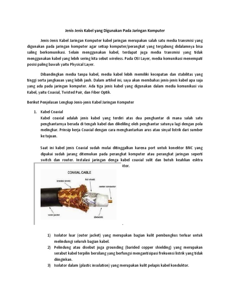 Jenis Kabel Jaringan | PDF