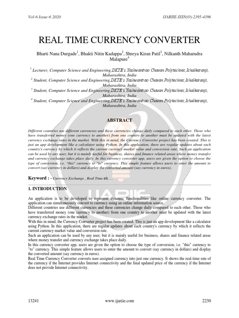 Real Time Currency Converter Ijariie13241 | PDF | Forecasting | Prediction