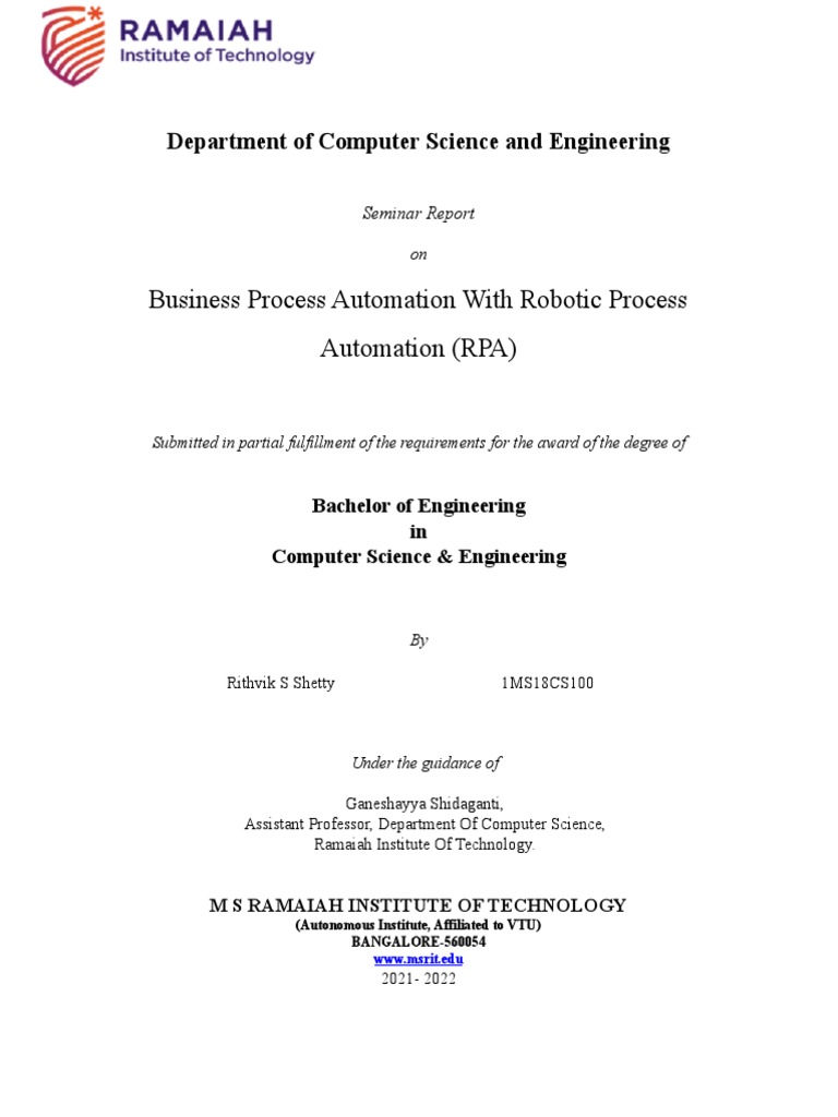 RPA in Business Process Automation | PDF | Automation | Business ...