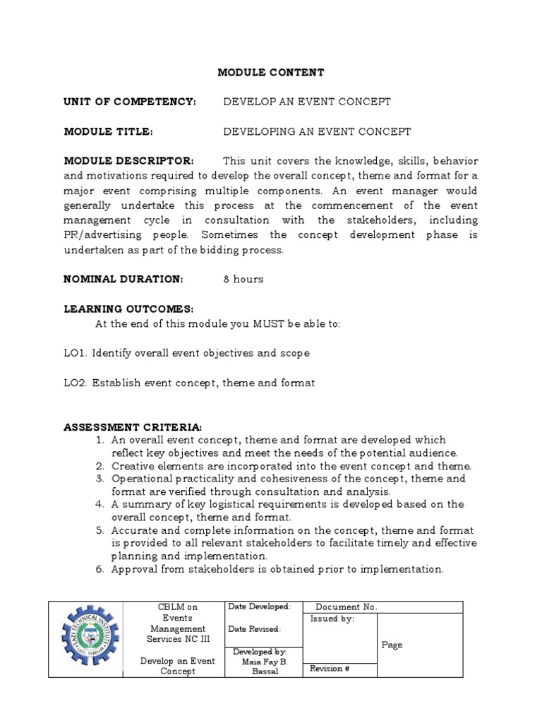 Module of Instruction (CBC) | PDF | Concept | Learning