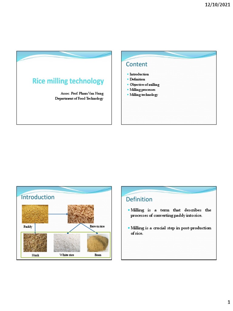 Lecture 11. Rice Milling Technology | PDF | Rice | Mill (Grinding)