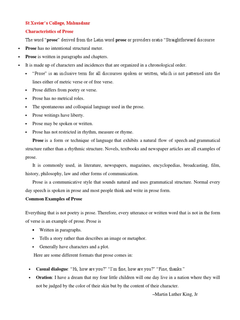 Characteristics of Prose | PDF | Prose | Poetry