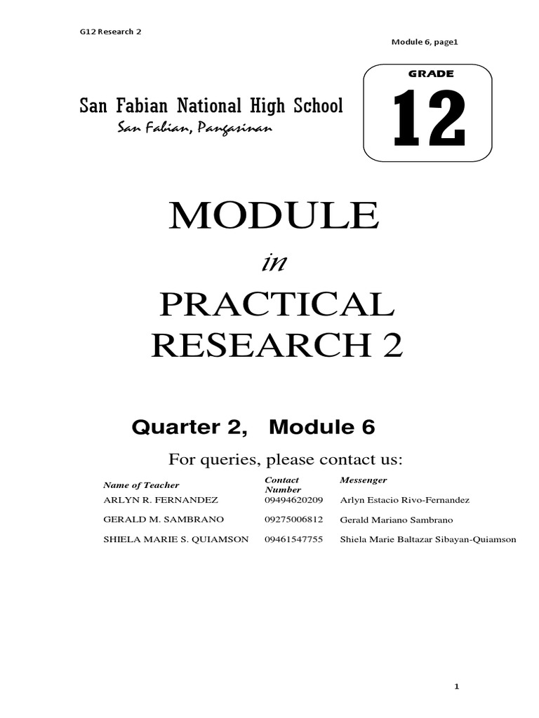 QUARTER 2 Module 6 in Practical Research 2 | PDF | Scientific Method ...