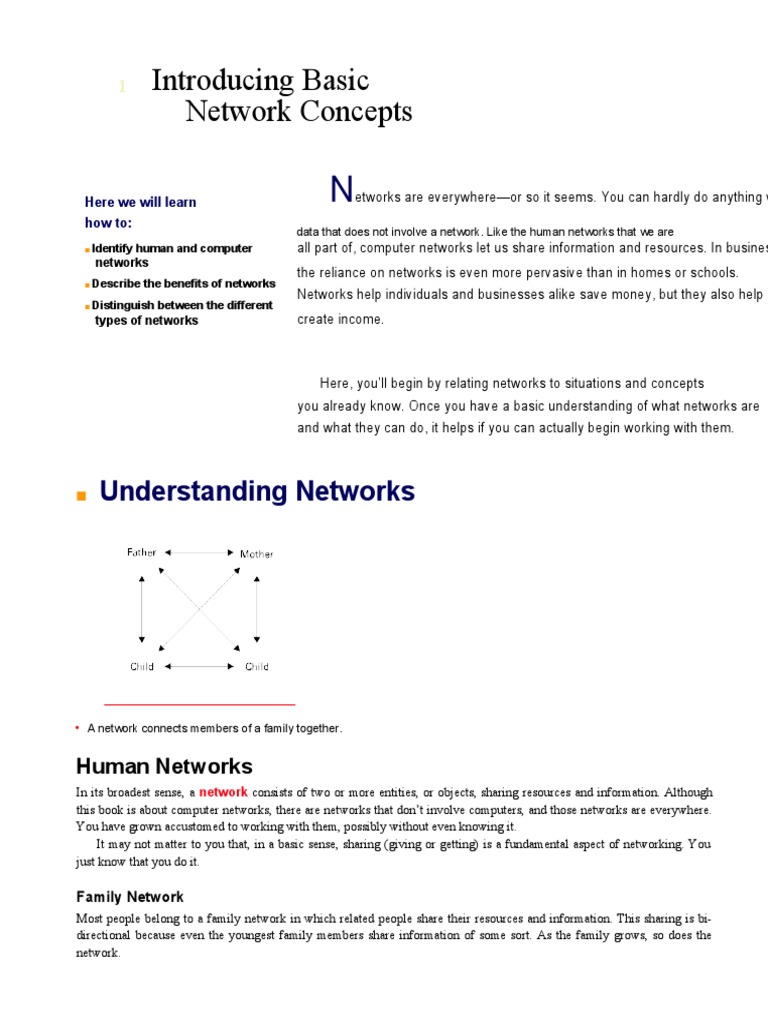 Introducing Basic Network Concepts: Understanding Networks | PDF | Computer Network | Peer To Peer