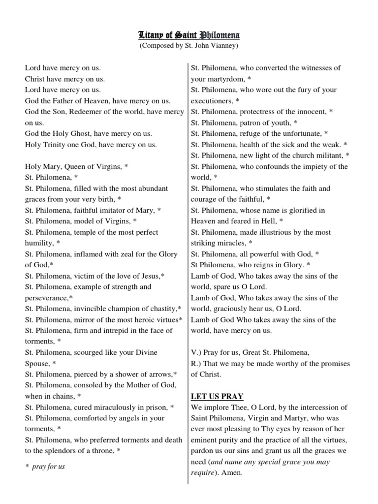 Litany of Saint Philomena | PDF | Glory (Religion) | Mary, Mother Of Jesus