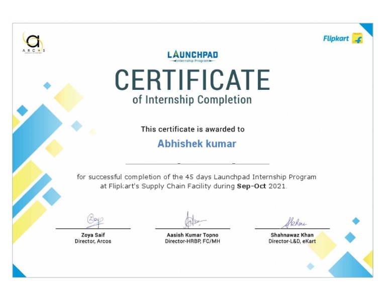 Flipkart Internship Certificate | PDF