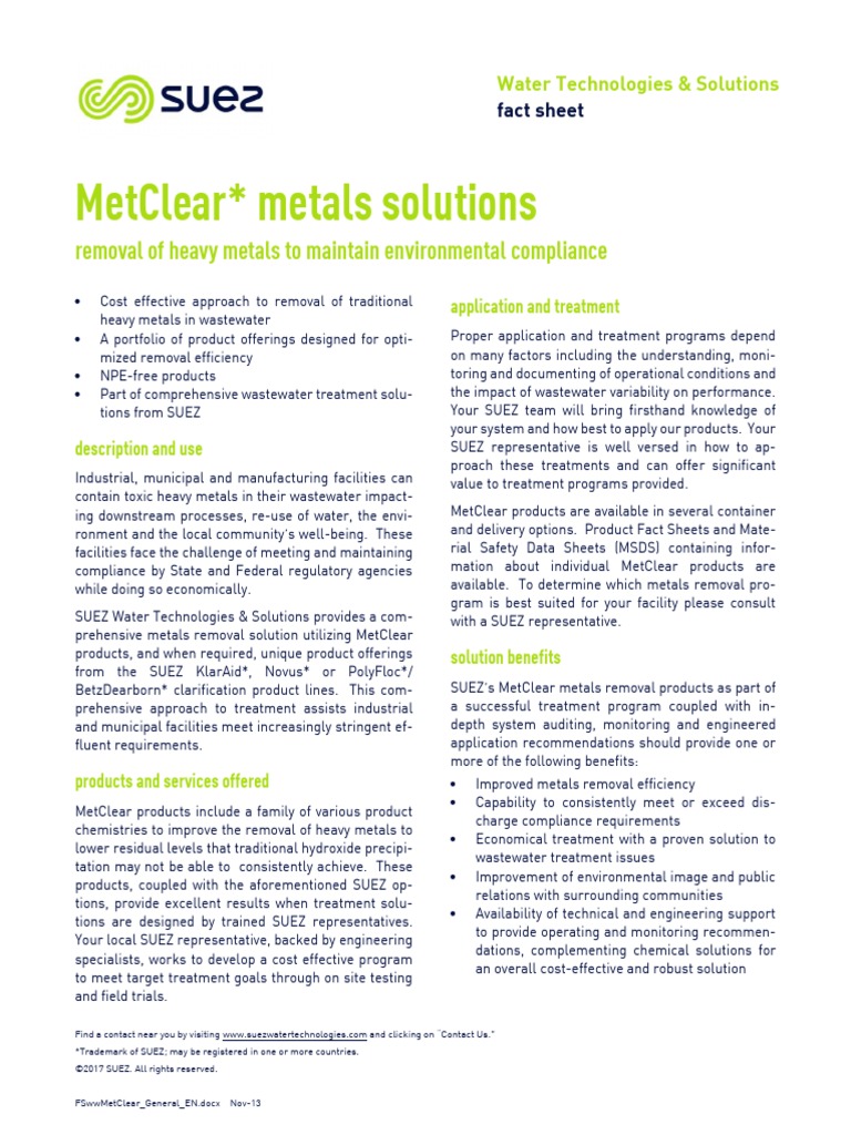 Metclear Metals Solutions: Removal of Heavy Metals To Maintain ...