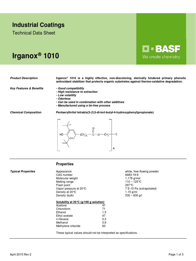 Irganox 1010: Industrial Coatings | PDF | Adhesive | Polyvinyl Chloride
