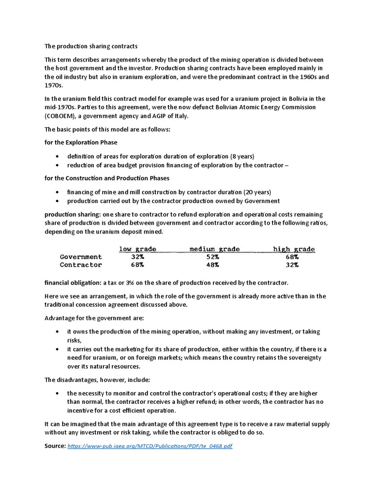 The Production Sharing Contracts | PDF | Employment | Mining