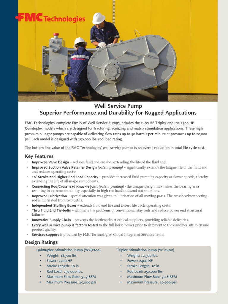 FMC Pump Comparison | PDF | Pump | Horsepower