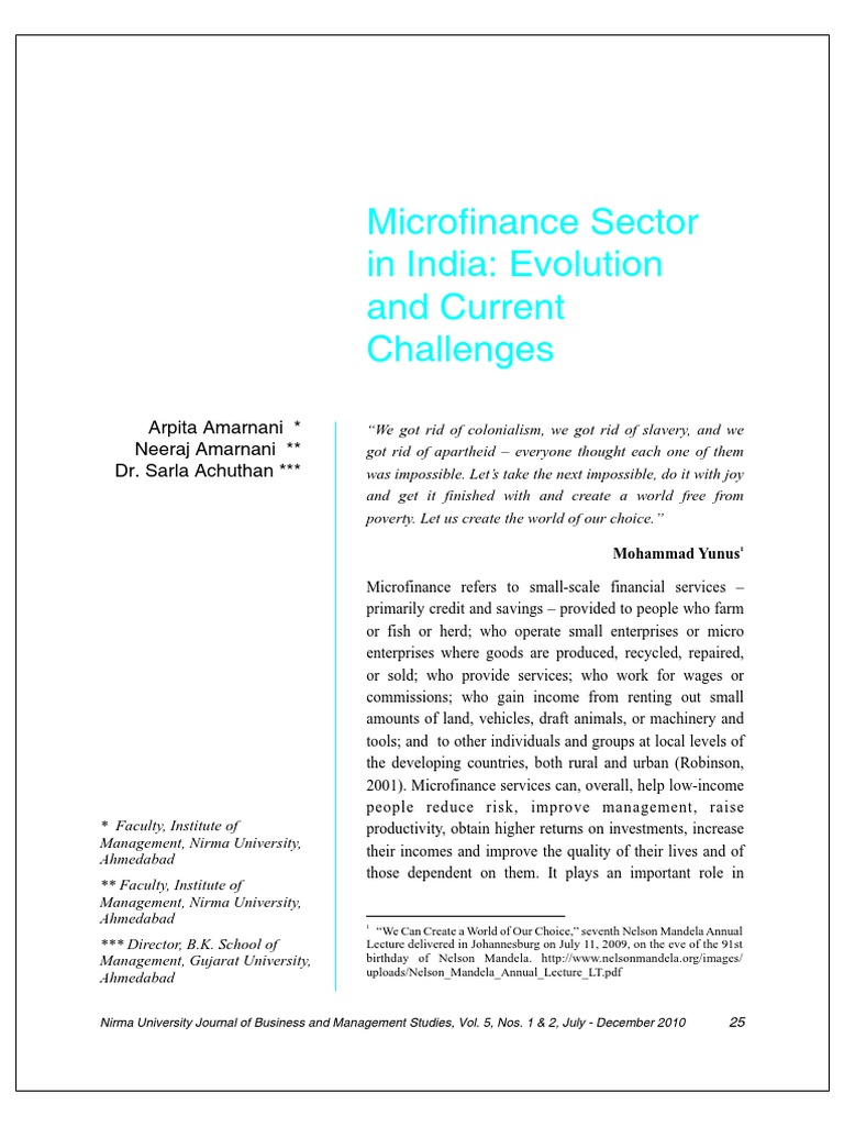 Microfinance Sector in India Evolution and Current Challenges | PDF ...
