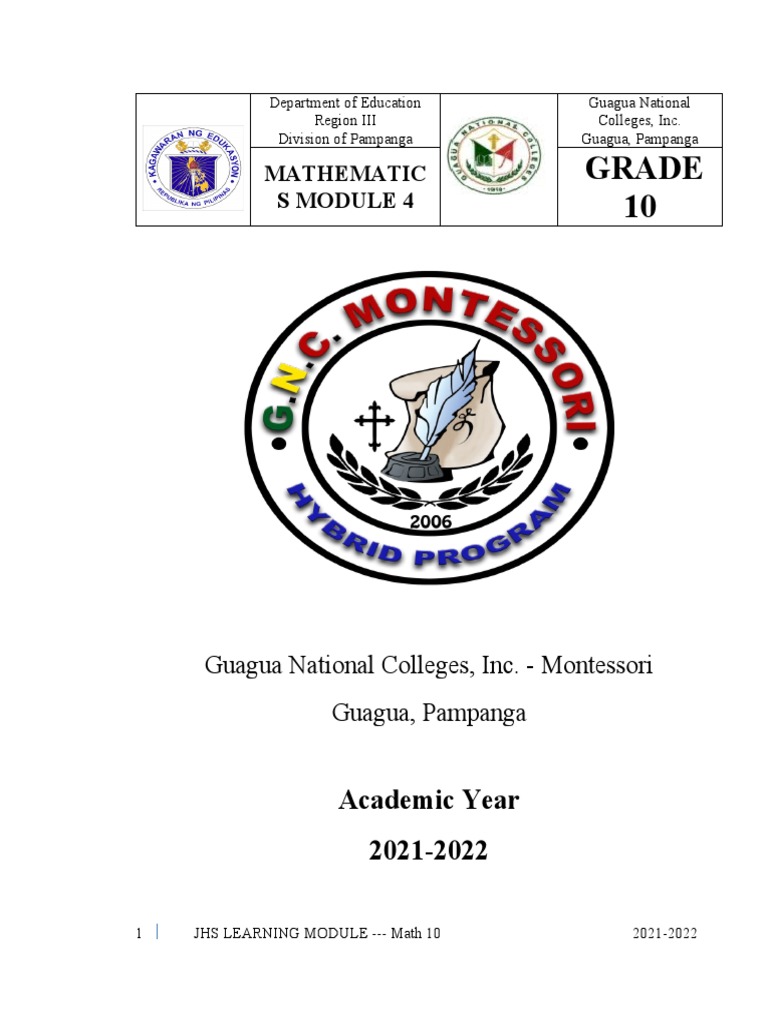 Grade 10: Mathematic S Module 4 | PDF | Quartile