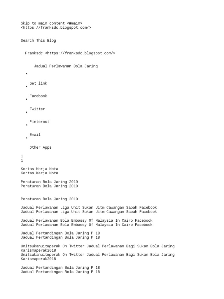 Jadual Perlawanan Bola Jaring | PDF