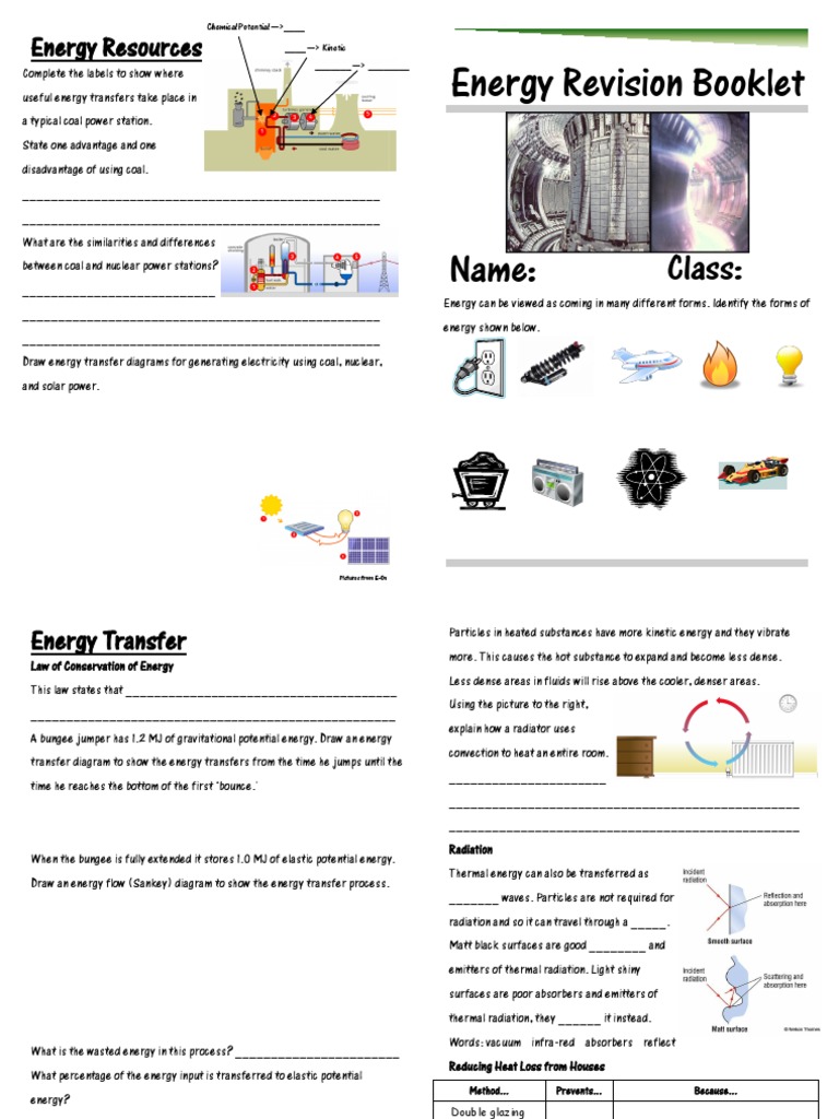 Energy Revision Booklet | PDF | Heat | Thermal Conduction