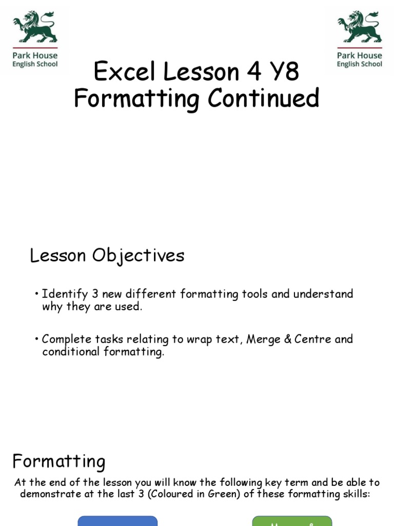 Excel Lesson 4 Formatting Continued | PDF | Microsoft Excel | Software ...