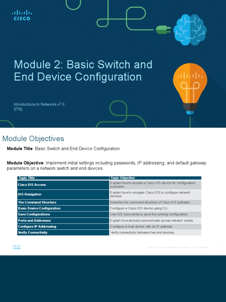 Module 2: Basic Switch and End Device Configuration: Introductions To Networks v7.0 (ITN) | PDF ...