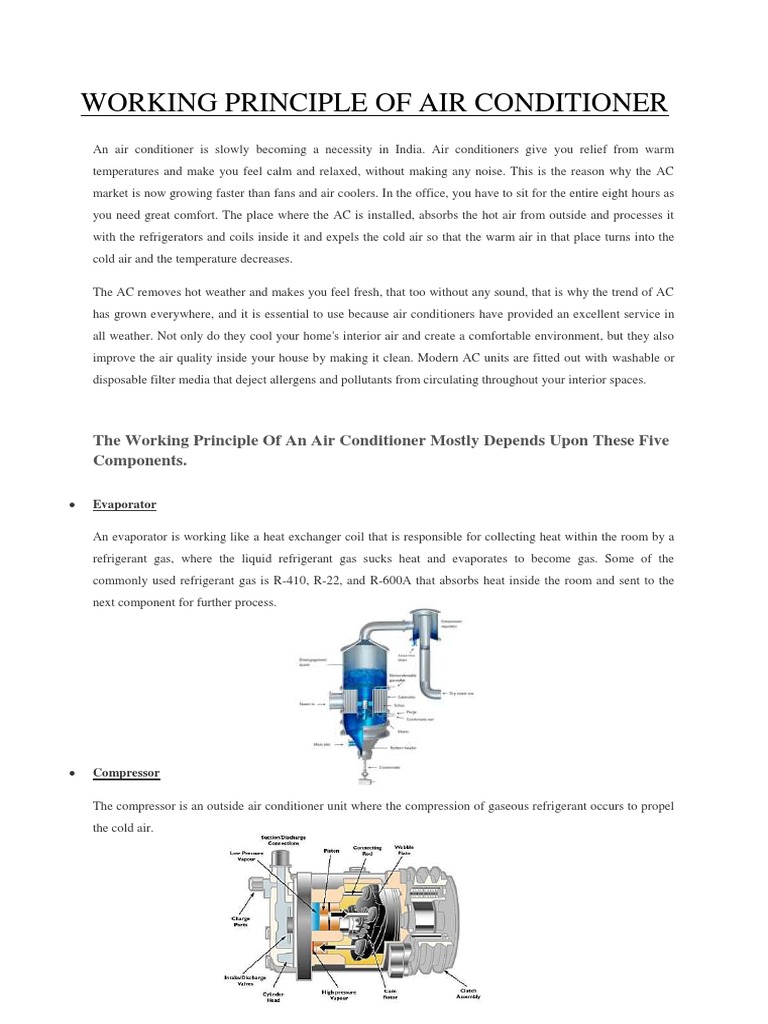 Working Principle of Air Conditioner Assigment | PDF | Air Conditioning | Continuum Mechanics
