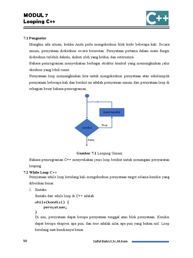 Modul 7. Looping C++ | PDF
