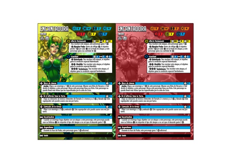 Card Game Stats and Abilities for the Character Amora the Enchantress | PDF