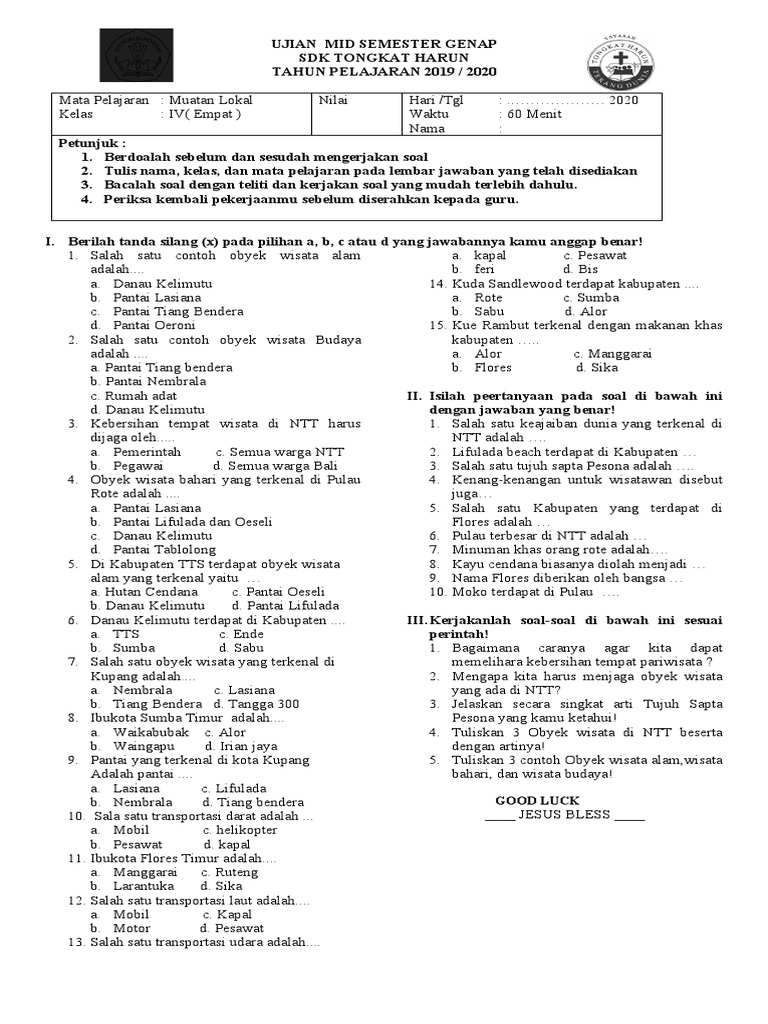 Soal Mid Semester Genap KELAS 5 | PDF
