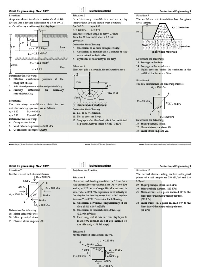 CE Board Nov 2021 - Geotechnical Engineering - Set 5 | PDF | Soil ...