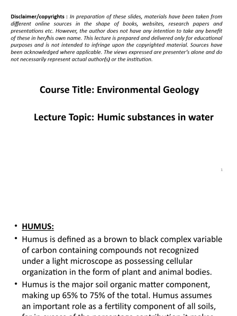 Humic Substances in Water | PDF | Soil | Materials