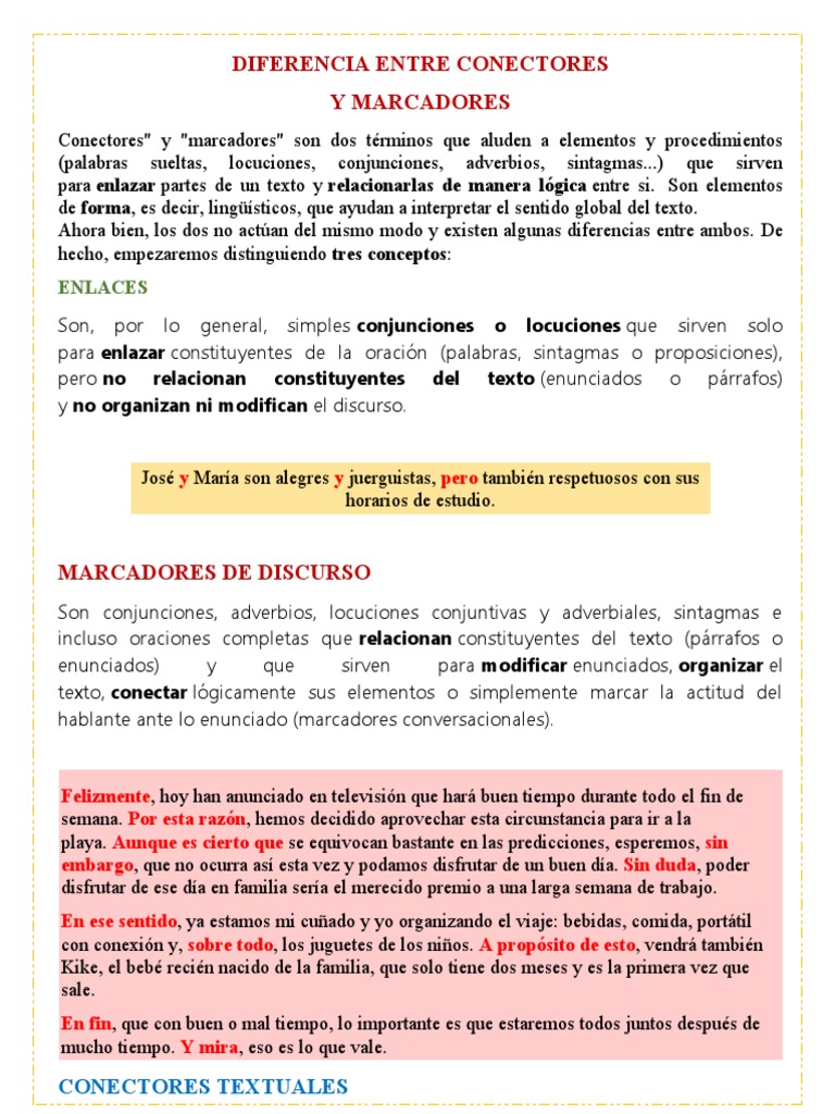 La diferencia entre enlaces, marcadores de discurso y conectores ...