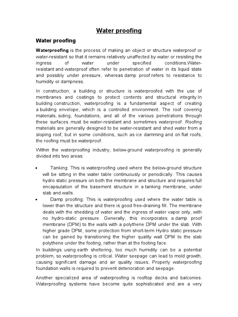 Water Proofing | PDF | Concrete | Building Technology