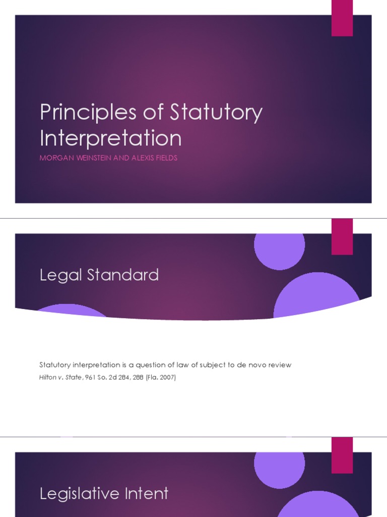 Principles of Statutory Interpretation | PDF | Statutory Interpretation ...