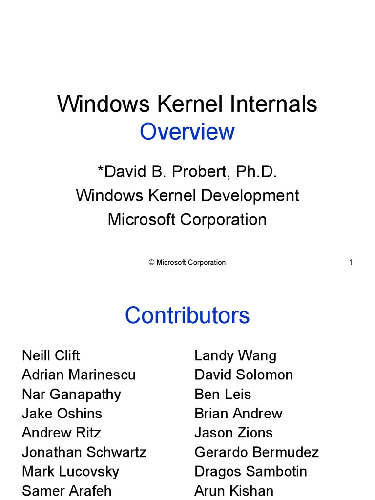 Windows Kernel Overview | PDF | Thread (Computing) | Kernel (Operating ...