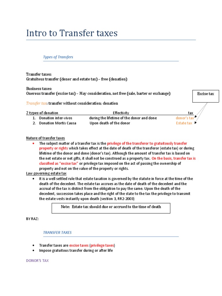 Intro To Transfer Taxes | PDF | Estate Tax In The United States | Taxes