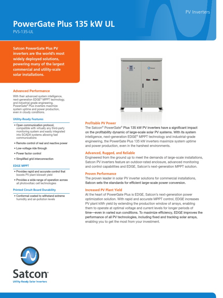 Powergate Plus 135 KW Ul | PDF | Photovoltaic System | Photovoltaics