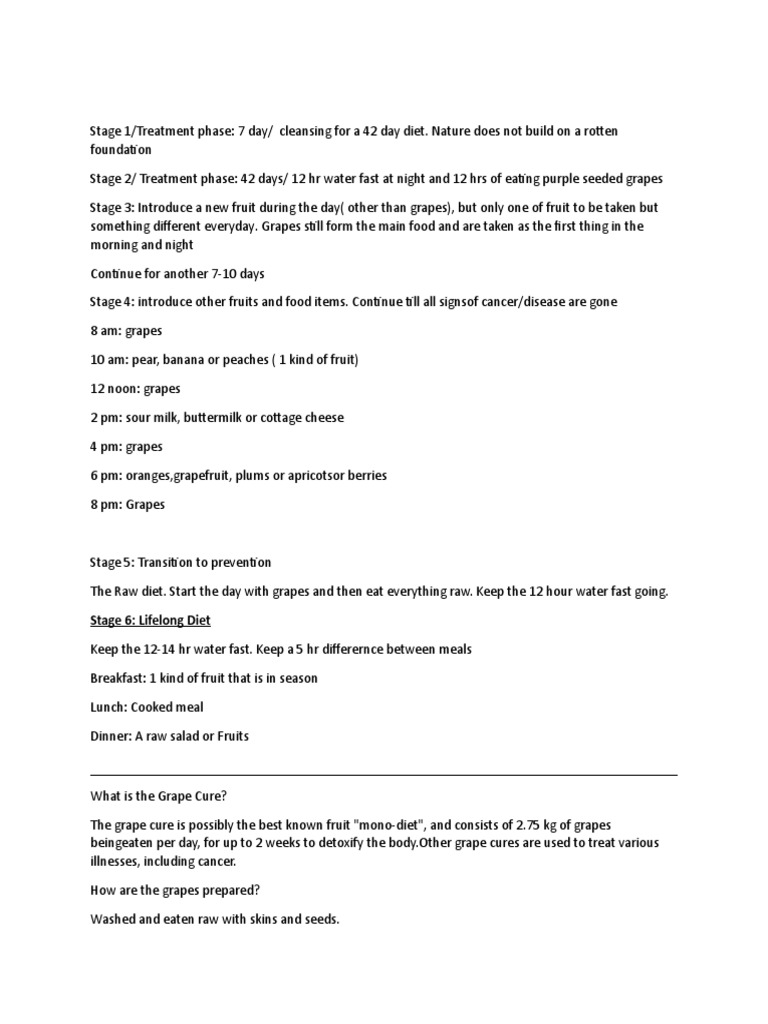 Grape Cure: 42-Day Detox Diet Plan | PDF | Wellness