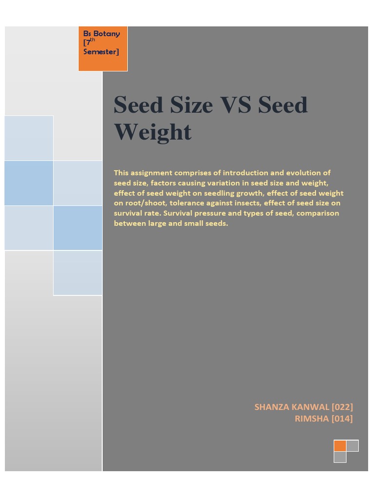 Seed Size and Weight Impact on Growth | PDF | Seed | Seedling