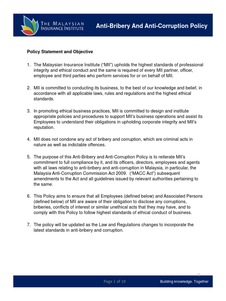 Anti-Bribery Corruption Policy | PDF | Bribery | Corruption