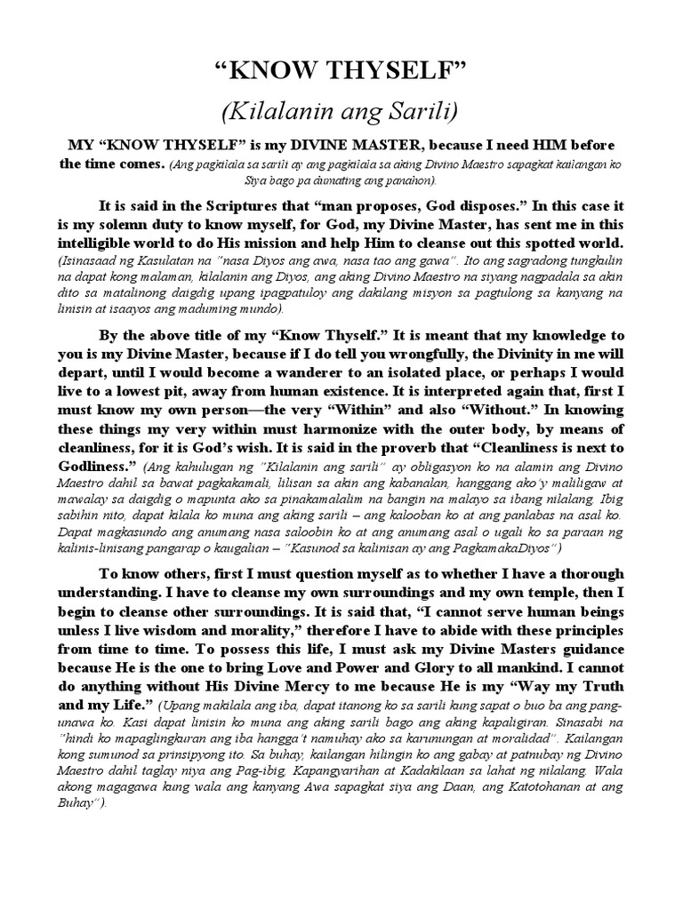 Know Thyself | PDF | Religious Belief And Doctrine | Theology
