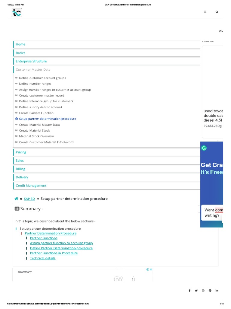 SAP SD Setup Partner Determination Procedure | PDF | Computer Science ...